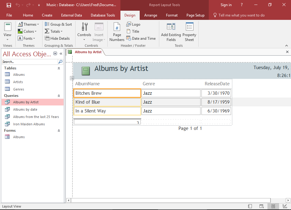 Access 2016: Create a Report