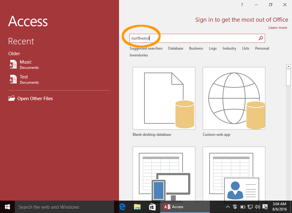Access 2016: Install the Northwind Database Access 2016: Install the Northwind Database