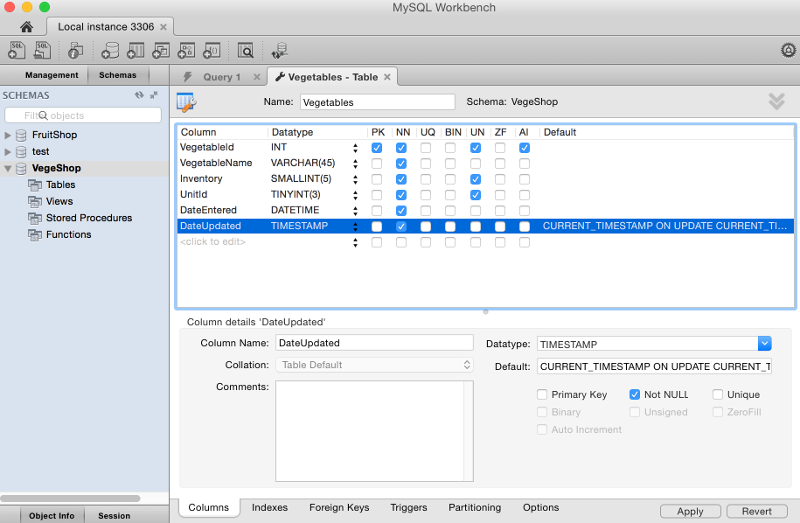 Create A Table Using MySQL Workbench