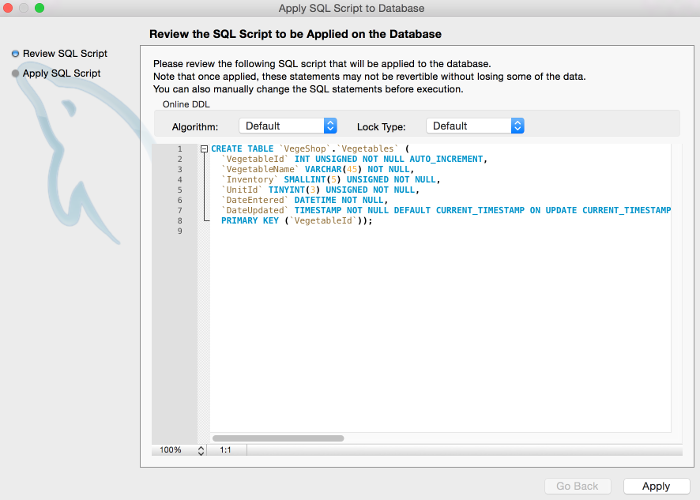 Create A Table Using MySQL Workbench