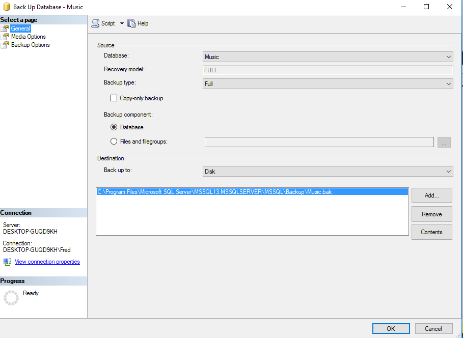 SQL Server 2016: Backup a Database SQL Server 2016: Backup a Database
