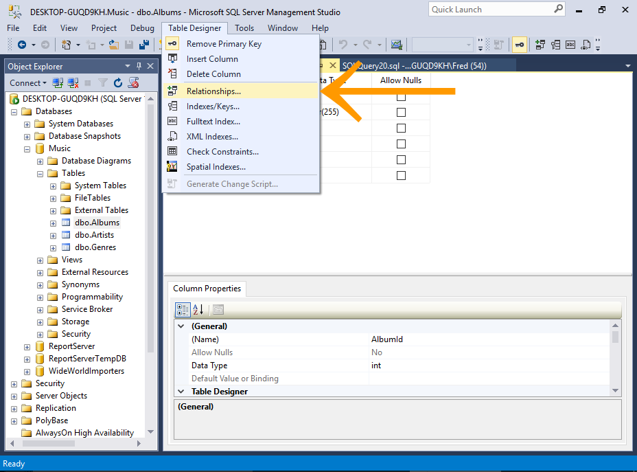 SQL Server 2016: Create a Relationship SQL Server 2016: Create a Relationship