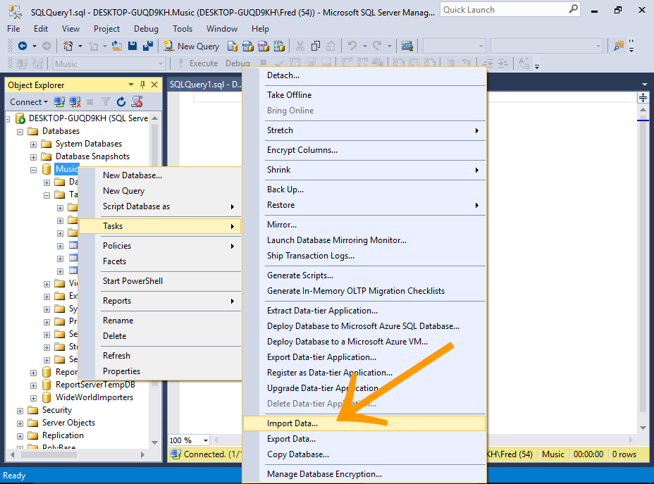 SQL Server 2016 Import Data