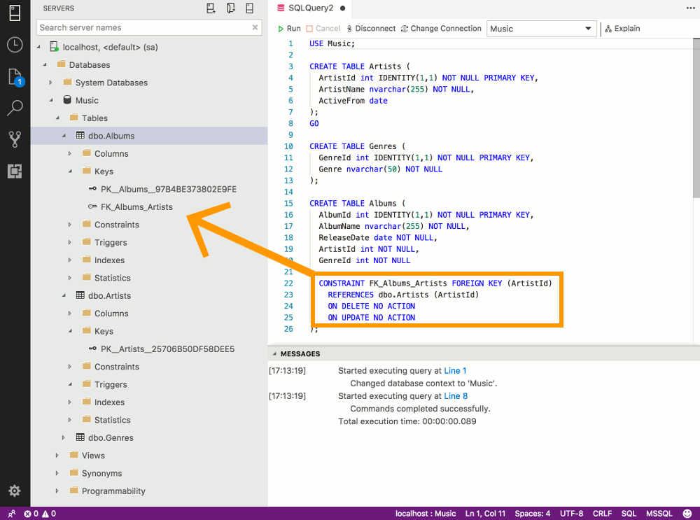 Create A Relationship In SQL Server 2017